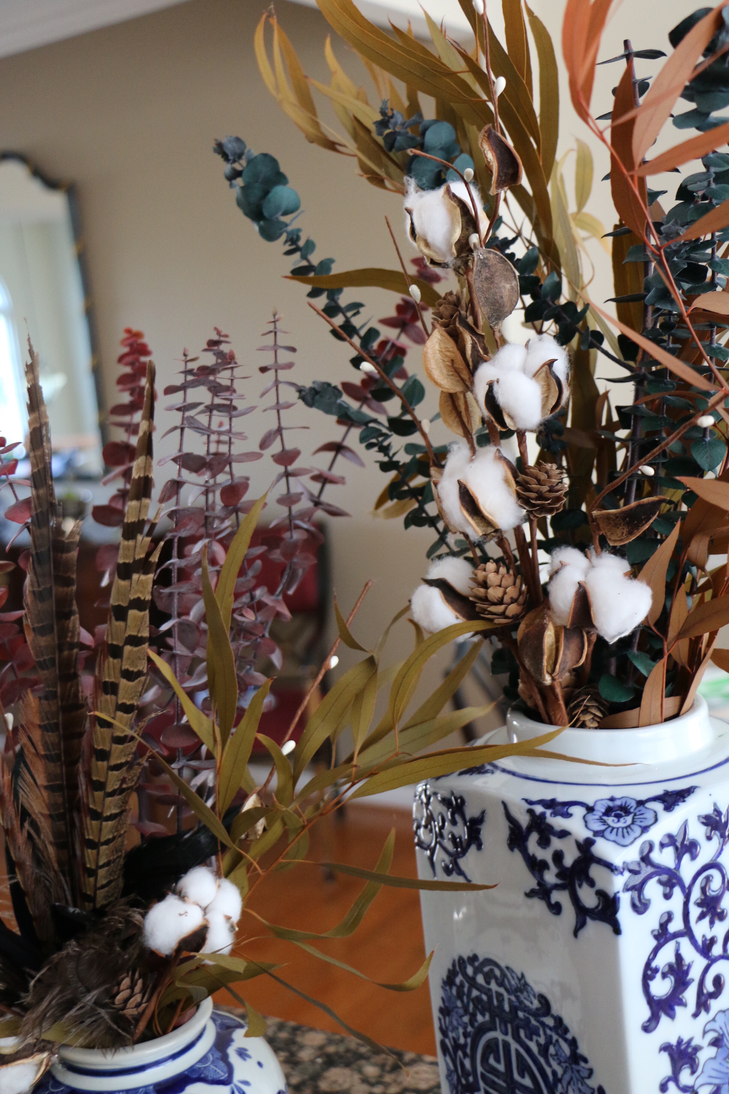 Crafting Easy Fall Arrangements - Magnolia Stripes